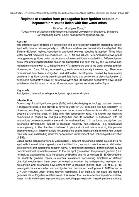Pdf Regimes Of Reaction Front Propagation From Ignition Spots In N