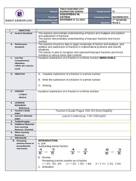 Dll Math 4 Q2 W4 Day4 Pdf Learning Teachers