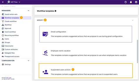 Use Workflow Template To Manage A Suspended Users Account In Gat Flow