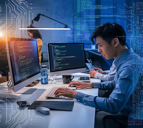 Coder Engineer Working With His Pc Premium Ai Generated Image