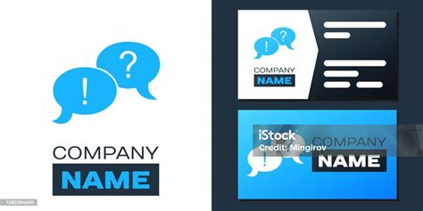 흰색 배경에 격리 된 질문 및 느낌표 아이콘으로 로고 타입 음성 거품 Faq 기호 파일 복사 채팅 음성 거품 로고 디자인 템플릿 요소입니다 벡터 0명에 대한 스톡 벡터 아트