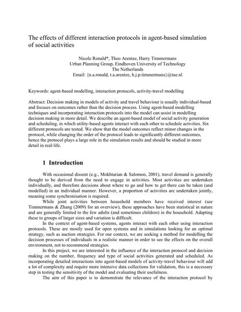 Pdf The Effects Of Different Interaction Protocols In Agent Based