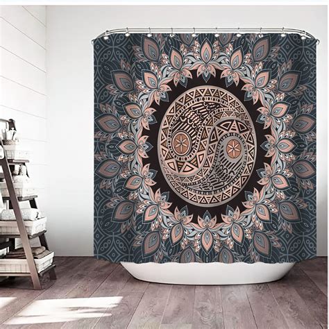 Badu Bg Бохемска мандала Водоустойчива завеса за душ Без перфорация Печатна завеса за баня
