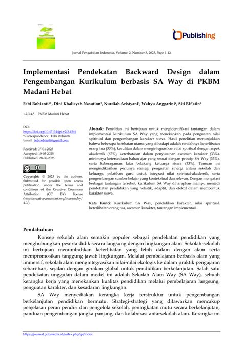 Pdf Implementasi Pendekatan Backward Design Dalam Pengembangan