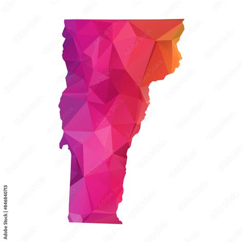 Abstract Polygon Map Vector Illustration Low Poly Color Rainbow Vermont Map Of Isolated