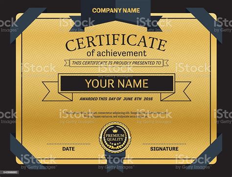 골드 리본 디자인 인증서 디플로마 템플릿 벡터 일러스트레이션 0명에 대한 스톡 벡터 아트 및 기타 이미지 0명 기업 재무와 산업 문서 Istock