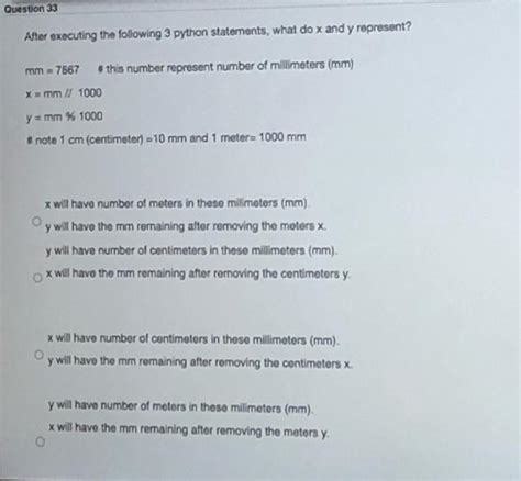 Solved Question 33 After Executing The Following 3 Python