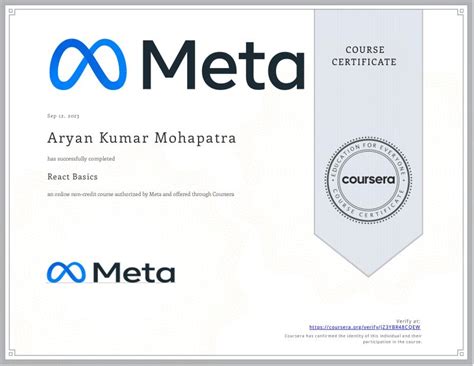 Completed Basic React Course On Coursera Aryan Kumar Mohapatra Posted