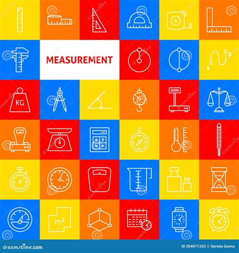 Measurement Line Icons Stock Vector Illustration Of Height 204071255