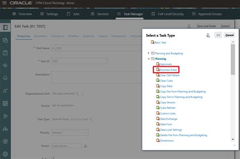 Task Manager For Task Type Parameters Setting Oracle Forums