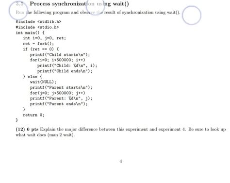 Solved C Process Synchronization Using Wait Run The