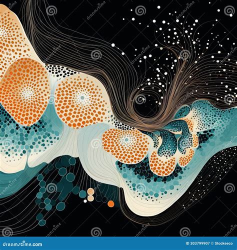 Abstract Data Visualization Blue And Orange Waves Inspired By Biomimicry Stock Illustration