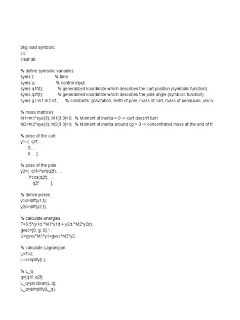 Matlab Pendulumxls Pdf