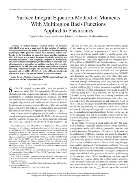 Pdf Surface Integral Equation Method Of Moments With Multiregion Basis Functions Applied To