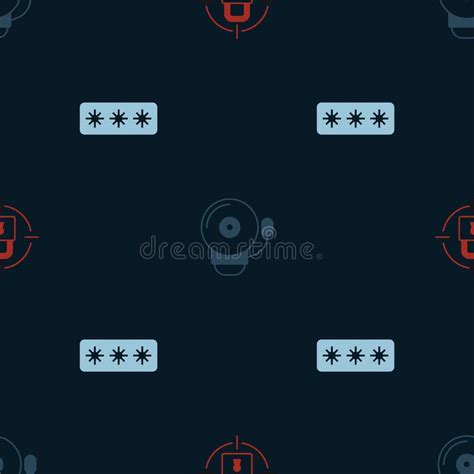 Set Lock Ringing Alarm Bell And Password Protection On Seamless Pattern Vector Stock