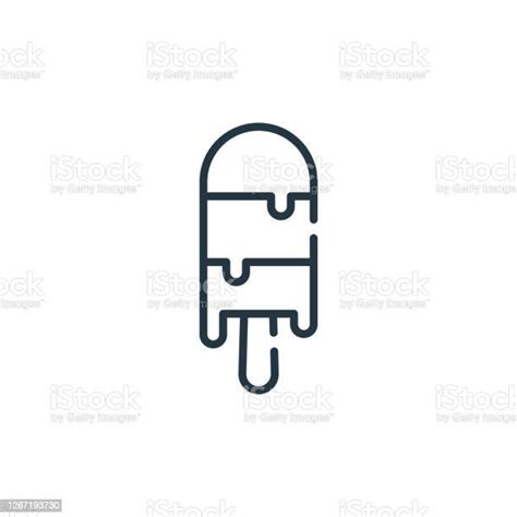 흰색 배경에 격리 된 아이스크림 벡터 아이콘 개요 웹 사이트 디자인 및 모바일 응용 프로그램 개발을위한 얇은 라인 아이스크림 아이콘 얇은 선 아이스크림 윤곽 아이콘 벡터