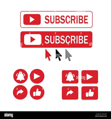 Red And White Subscribe Button With Cursor Arrow Share Button Bell Icon Like Button And Text
