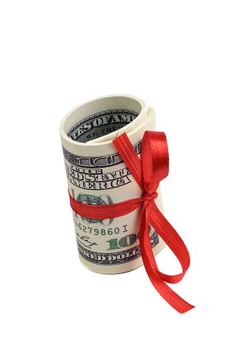 빨간 리본으로 묶어 1 백 달러 지폐의 번들 흰색 배경에 고립 달러 0명에 대한 스톡 사진 및 기타 이미지 0명 리본