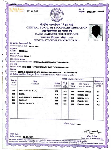 Class X Certificate Pdf