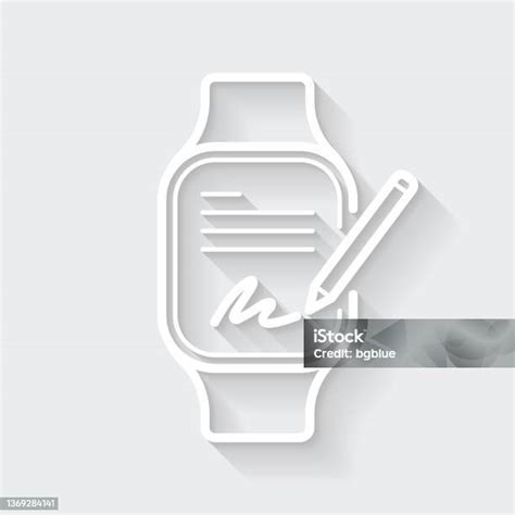스마트 워치의 전자 서명 빈 배경에 긴 그림자아이콘 플랫 디자인 3차원 형태에 대한 스톡 벡터 아트 및 기타 이미지 3차원 형태 개념 계약서 Istock