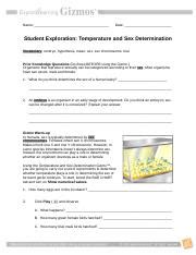 TempSexDeterminationMetricSE Docx Name Date Babe Exploration Temperature And Sex