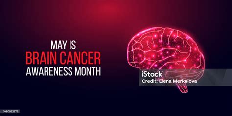 뇌암 인식의 달 개념 낮은 폴리 두뇌를 가진 배너 벡터 그림 3차원 형태에 대한 스톡 벡터 아트 및 기타 이미지 3차원 형태 개념 공휴일 Istock