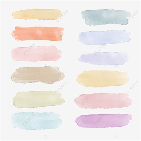 손으로 그린 수채화 파스텔 브러시 스트로크 컬렉션 무료 Png 벡터 브러시 스트로크 수채화 손으로 그린 Png 일러스트 및 벡터 에 대한 무료 다운로드 Pngtree