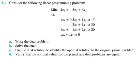 Solved 21 Consider The Following Linear Programming