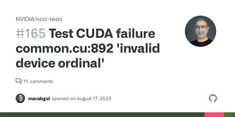 Test Cuda Failure Common Cu Invalid Device Ordinal Issue Nvidia Nccl Tests Github