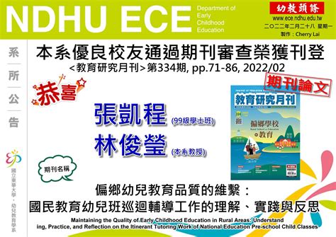 【恭賀】本系張凱程校友、林俊瑩教授通過期刊審查榮獲刊登