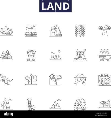 Land Line Vector Icons And Signs Ground Soil Acreage Terrain Area