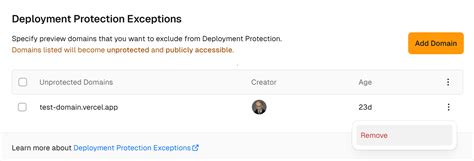 Deployment Protection Exception