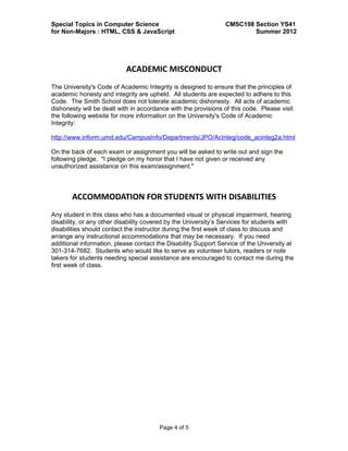 CMSC198 Summer2012 Syllabus DOC Web Development Internet