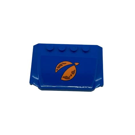 Lego Blue Wedge 4 X 6 Curved With Orange City Mars Logo On Blue Background Sticker Brick Owl