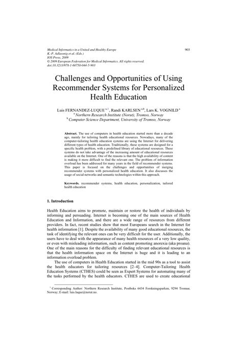Pdf Challenges And Opportunities Of Using Recommender Systems For