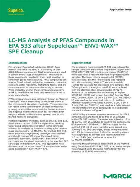 Lc Ms Analysis Of Pfas Compounds Merck Dealer