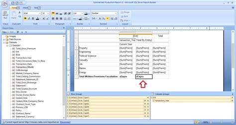 reporting services report item expressions can only refer to other