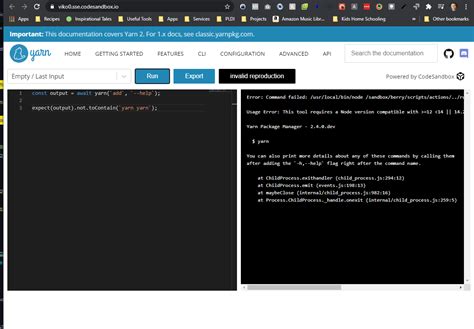 Bug Sherlock Playground Cannot Run Anything · Issue 2418 · Yarnpkg