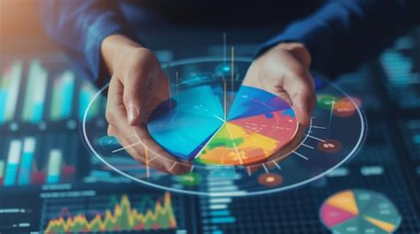 Pair Of Hands Are Adjusting A Large Tactile Pie Chart On A Digital Interface With Various Types