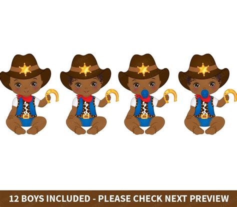 Vaquero Bebé Clipart Vector Clipart De Vaquero Bebé Clipart Etsy