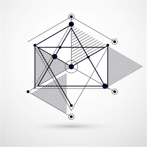 Векторный абстрактный черно белый фон созданный в стиле линий изометрической сетки