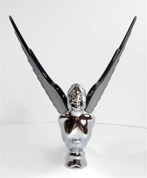 Flying Goddess Hood Ornament Chrome W Black Wings Ebay Australia