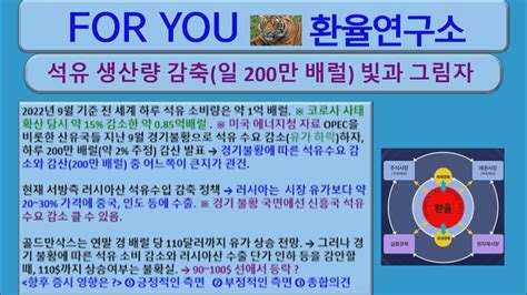석유 감산하루 200만 배럴 충격 얼마나 긍정적인 측면은 종합적인 측면은 석유 감산보다 더 중요한 증시 영향요소는 Youtube