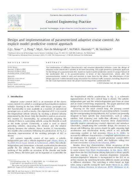 Pdf Design And Implementation Of Parameterized Adaptive Cruise