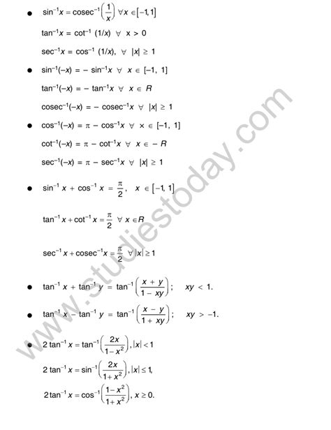 Inverse Trigonometric Functions Worksheet
