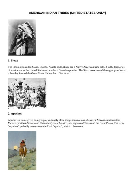 Overview Of Native American Tribes Pdf Cheyenne Sioux