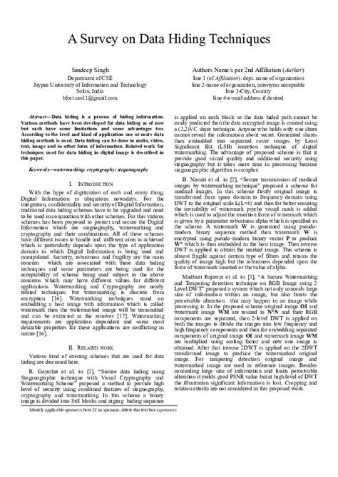 Doc Survey Paper On Data Hiding Techniques