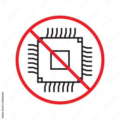 Forbidden Processor Vector Icon Warning Caution Attention Restriction Label Ban Danger