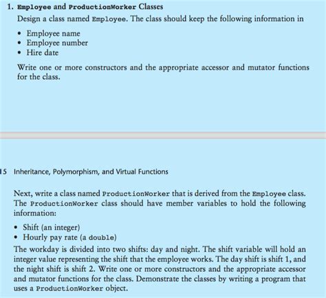 solved 1 employee and productionworker classes design a