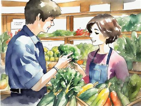 産直コーナーで野菜を買う女性イラスト No 24720020｜無料イラスト・フリー素材なら「イラストac」